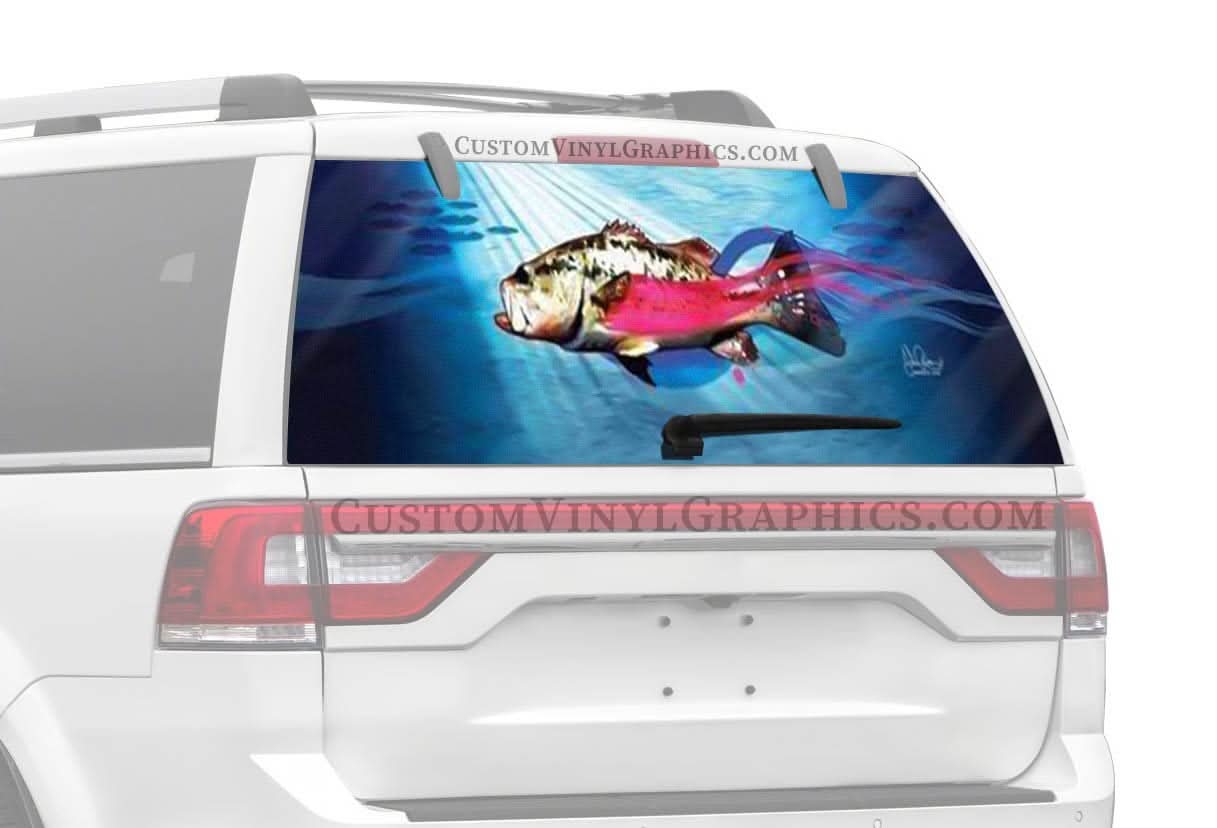 Bass Fish Rear Window Decal – Custom Vinyl Graphics