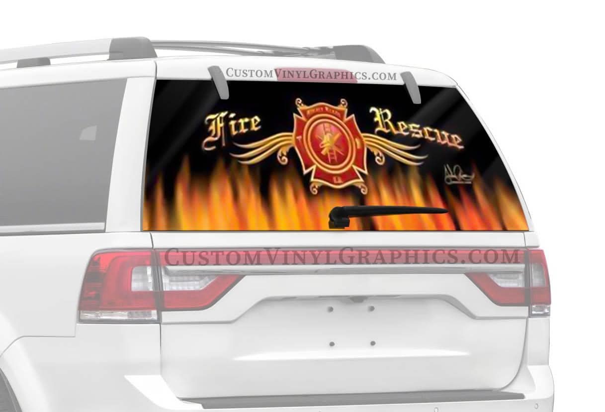 Fire Rescue Rear Window Decal – Custom Vinyl Graphics