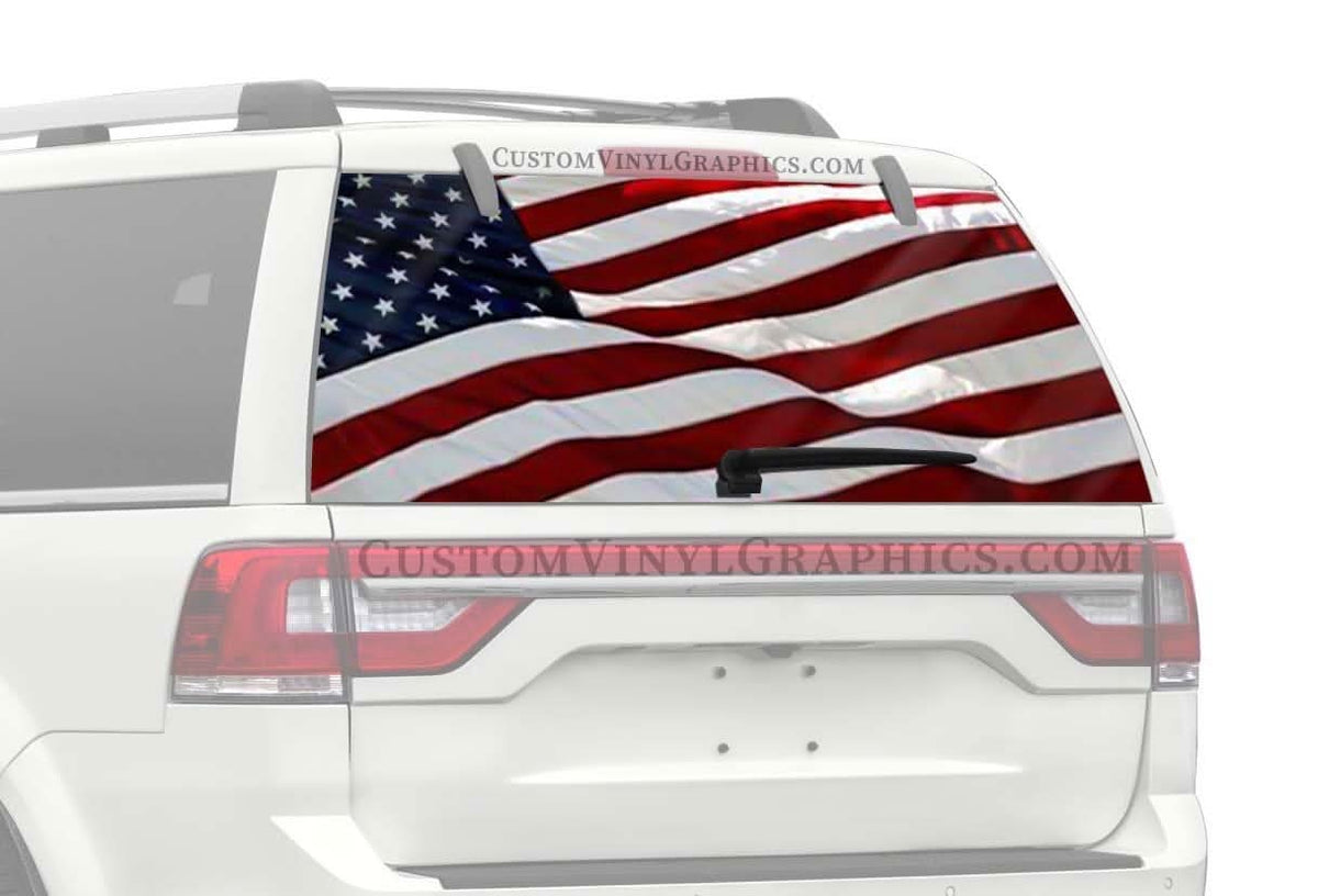 USA Flag Truck Window Decal – Custom Vinyl Graphics