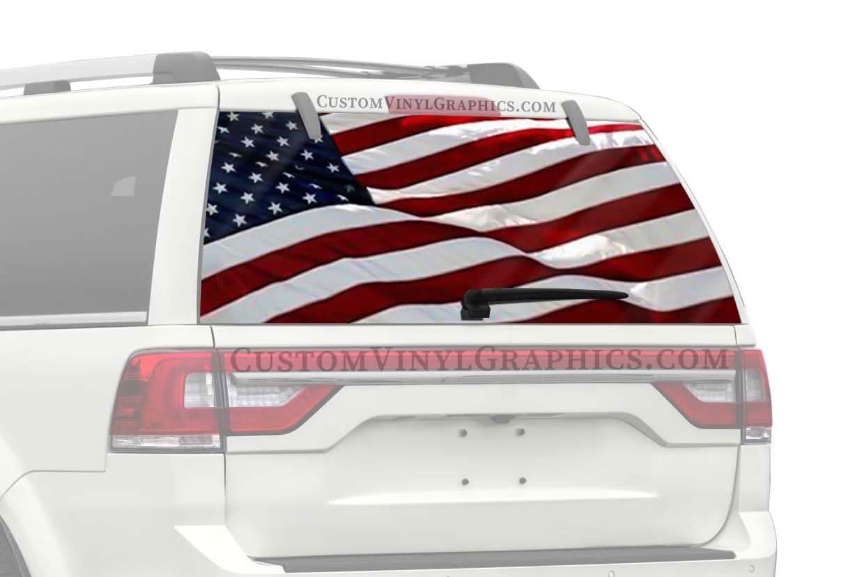USA Flag Truck Window Decal – Custom Vinyl Graphics
