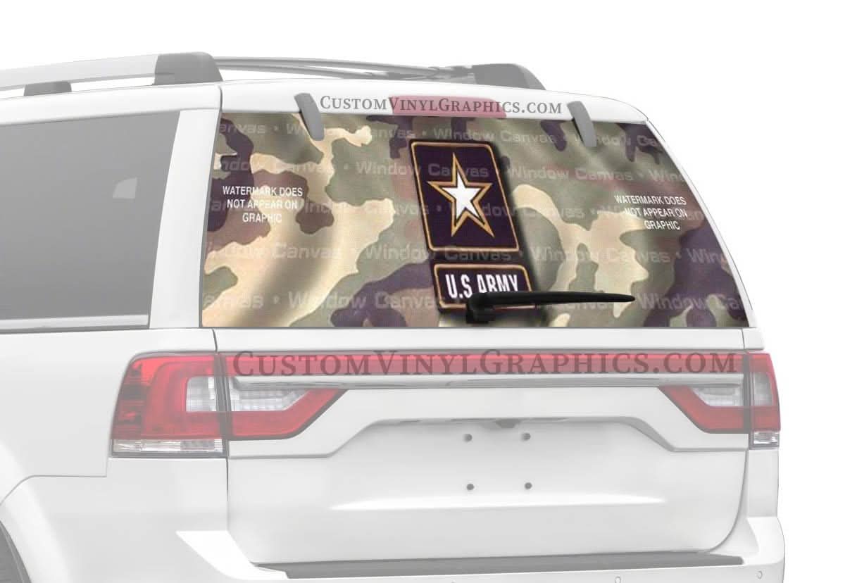 US Army Camo Rear Window Decal – Custom Vinyl Graphics