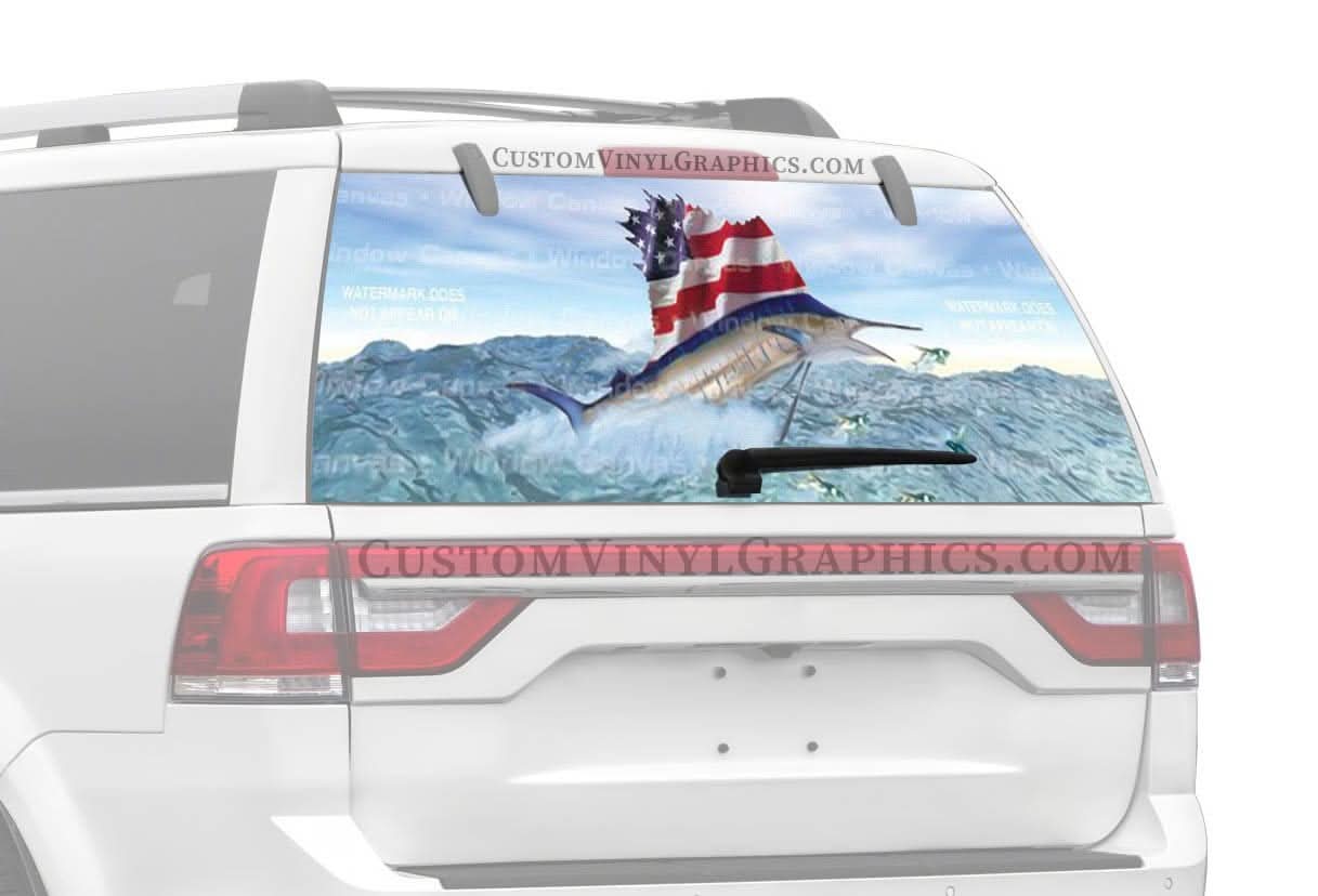 Red White and Blue Rear Window Decal – Custom Vinyl Graphics