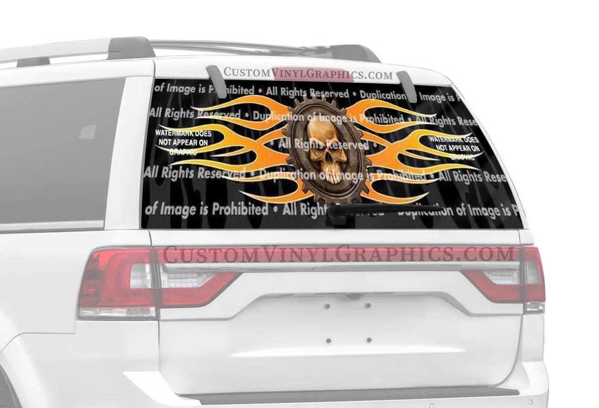 Gear Skull Rear Window Decal – Custom Vinyl Graphics