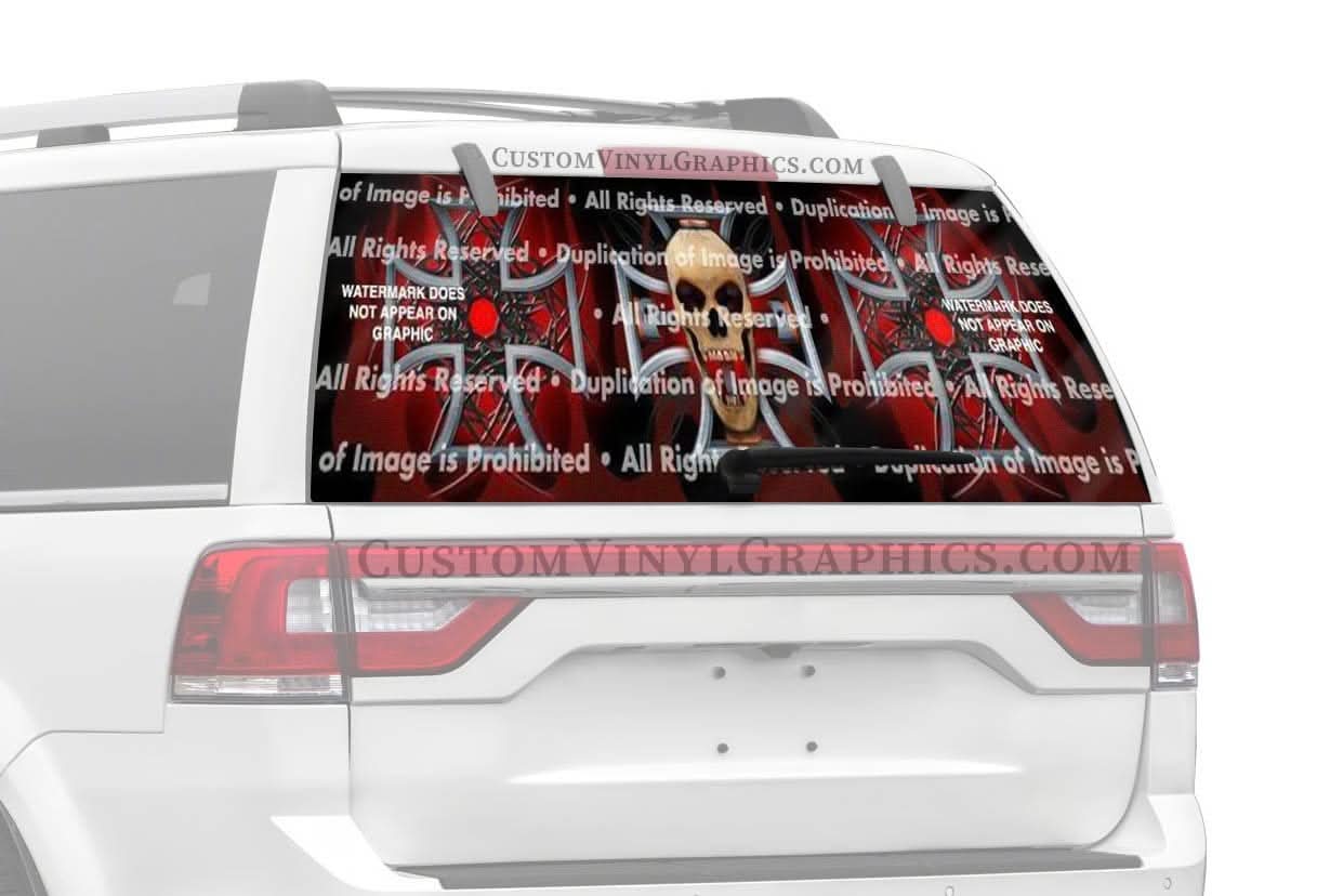 Pistons Skull Rear Window Decal – Custom Vinyl Graphics