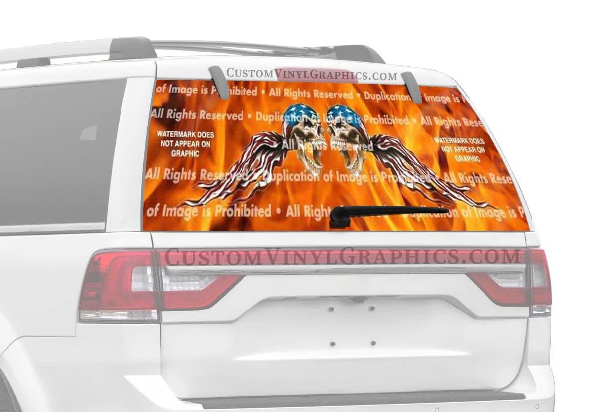 USA Skulls 2 Rear Window Decal – Custom Vinyl Graphics