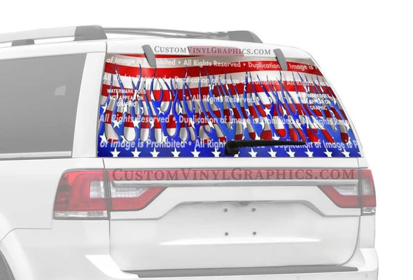 Patriotic Flames Rear Window Decal – Custom Vinyl Graphics