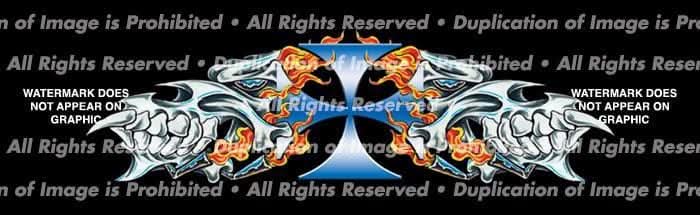 Flaming Skulls Tattoo Rear Window Decal – Custom Vinyl Graphics